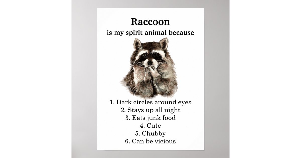 Funny Raccoon Spirit Animal Humour Poster | Zazzle