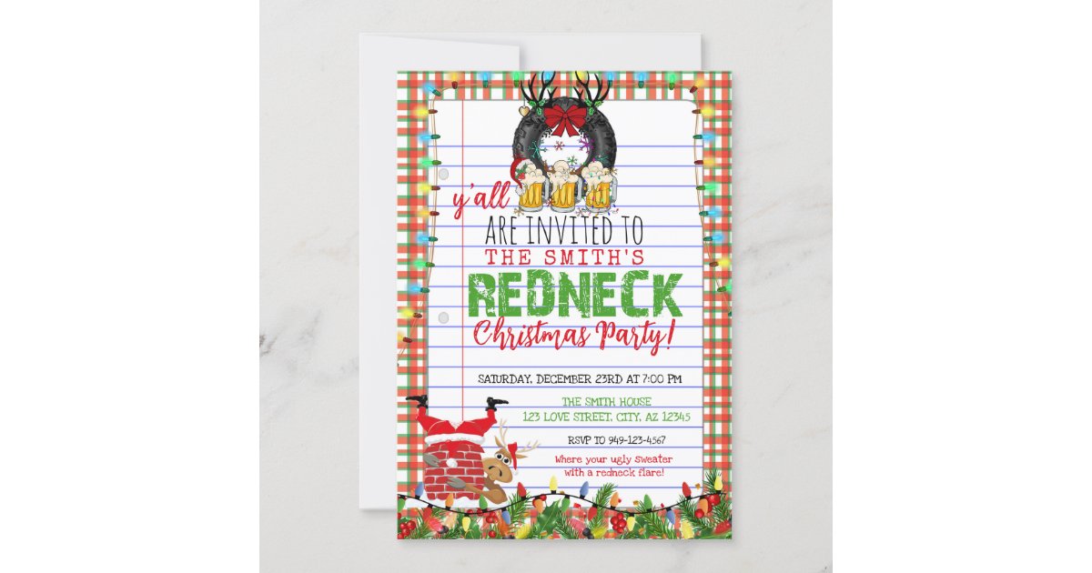 Funny Redneck Christmas Holiday Party Invitation | Zazzle