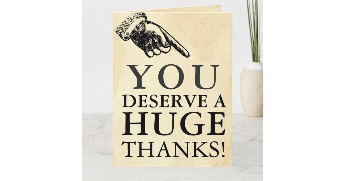 Funny Vintage Hand Giant Thank You | Zazzle.ca