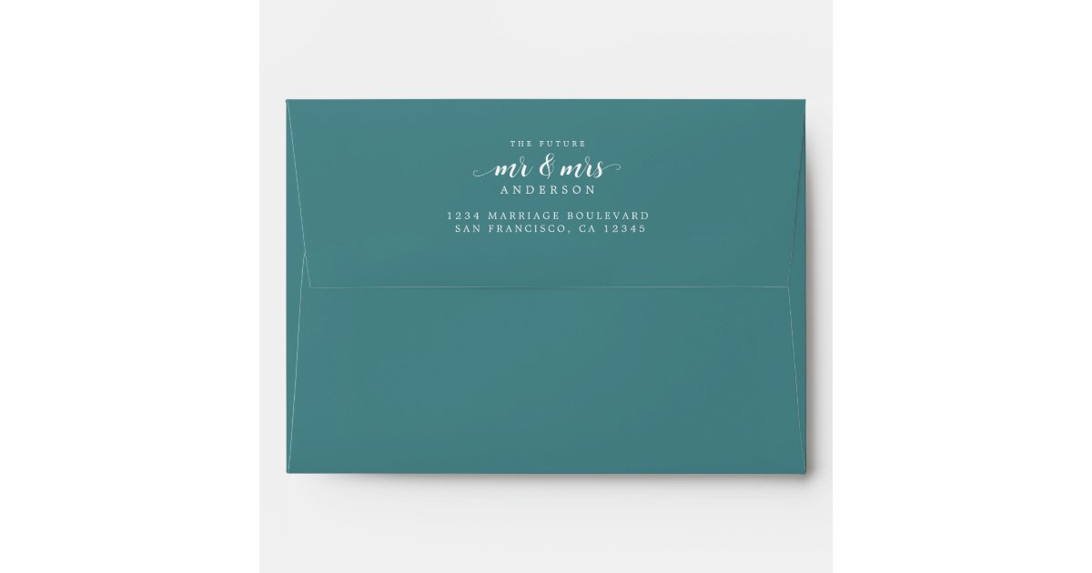 Future Mr Mrs Teal Green Return Address Envelope | Zazzle