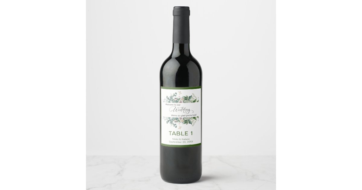 Garden Wedding Wine Label Table Numbers | Zazzle