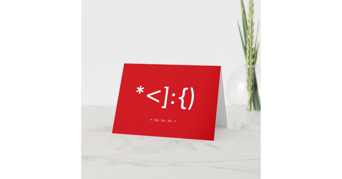 Geek Santa Emoticon Christmas card | Zazzle