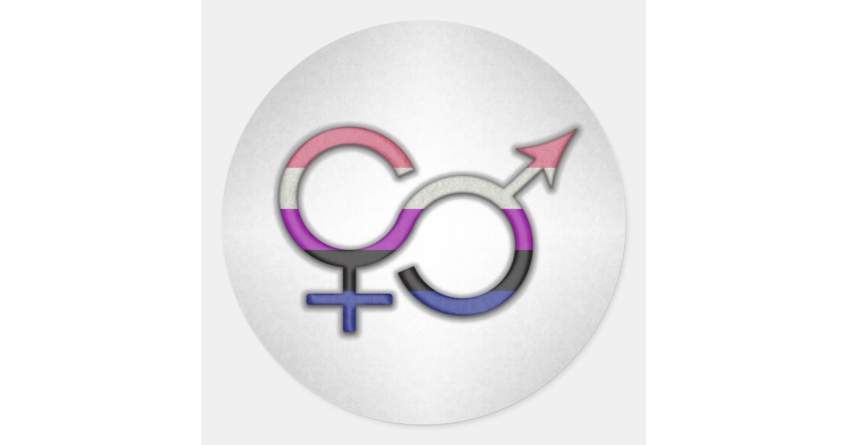 Gender Fluid Symbol in Pride Flag Colours Classic Round Sticker | Zazzle