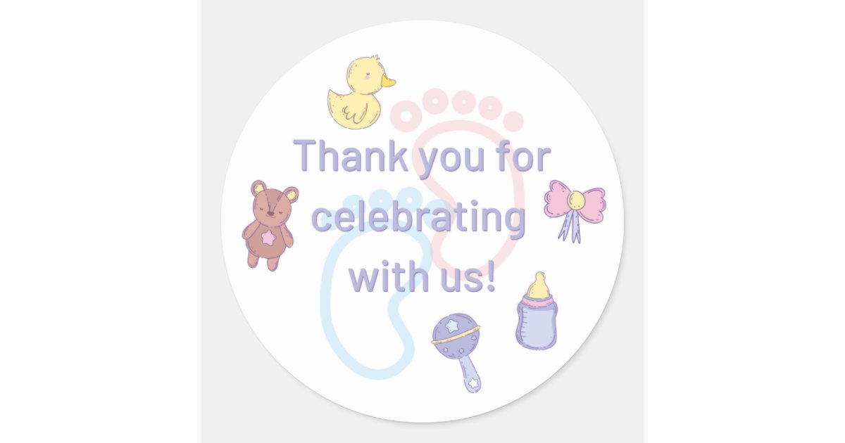 Gender Neutral Pastel Baby Shower Thank You Classic Round Sticker | Zazzle