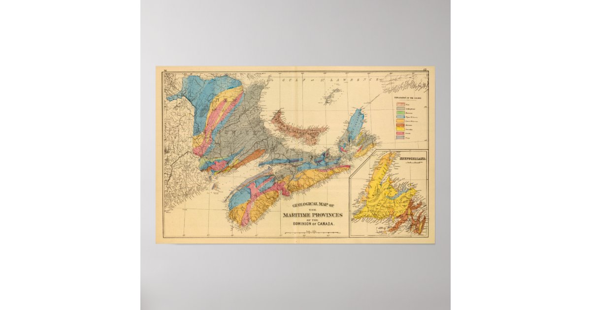 Geological map, Maritime Provinces Poster | Zazzle