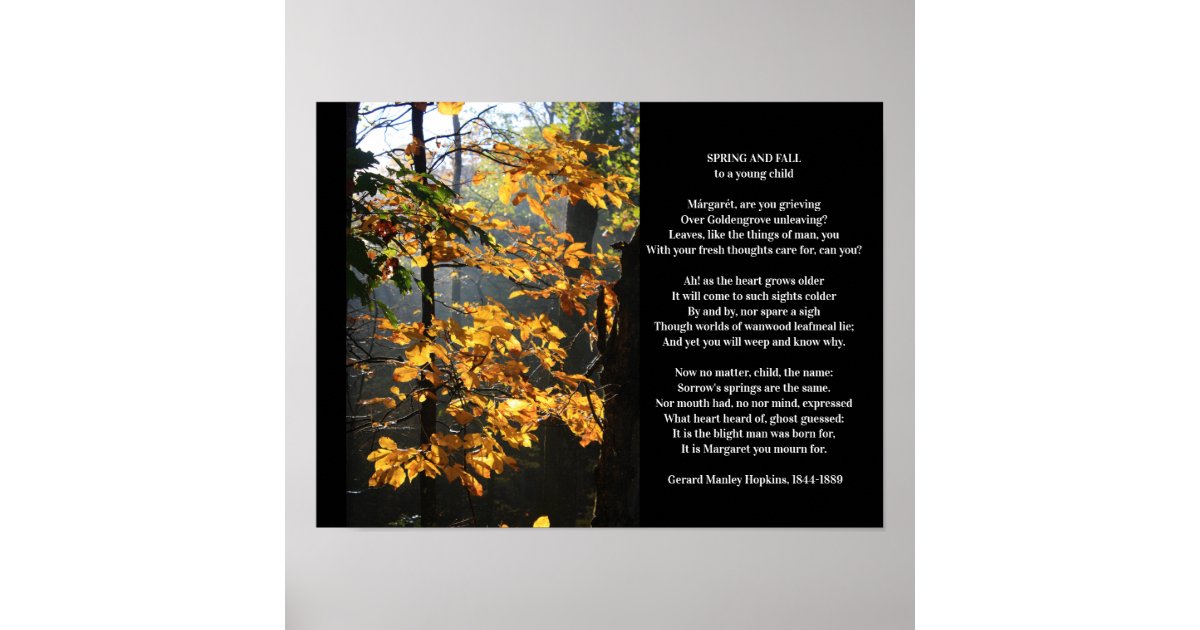 Gerard Manley Hopkins Spring and Fall Poem Poster | Zazzle