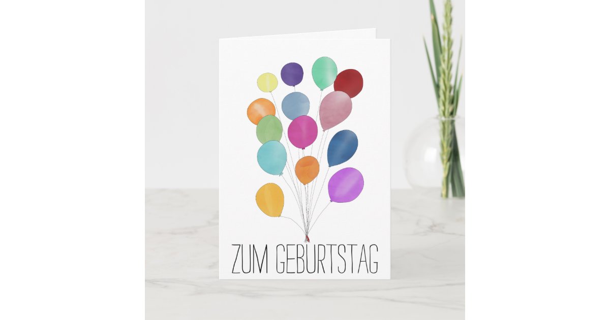 German Birthday bunch of balloons Card | Zazzle