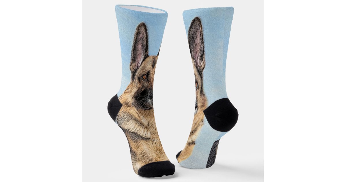 German Shepherd Painting - Cute Original Dog Art Socks | Zazzle