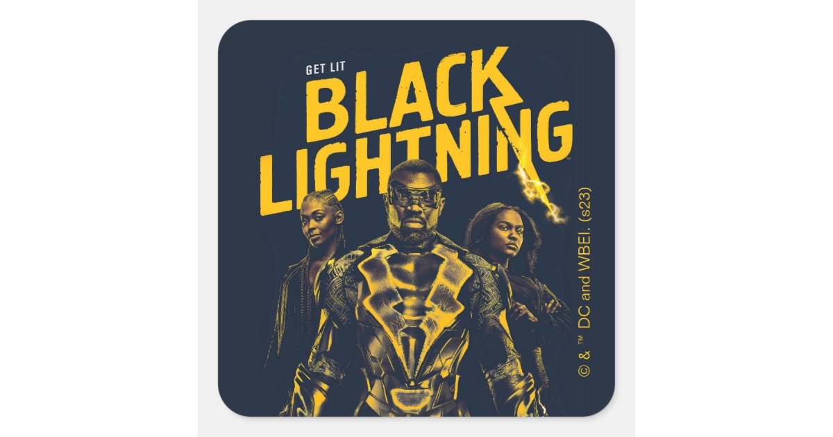 Get Lit - Black Lightning Square Sticker | Zazzle
