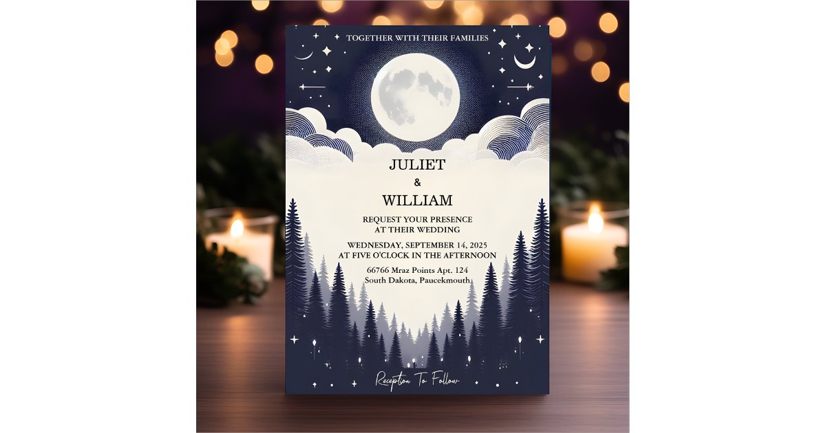 Get Night Sunset Stars Moon Cloud Twilight Wedding Invitation | Zazzle