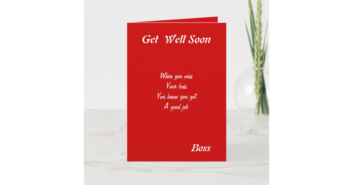 Get well soon boss greeting cards | Zazzle