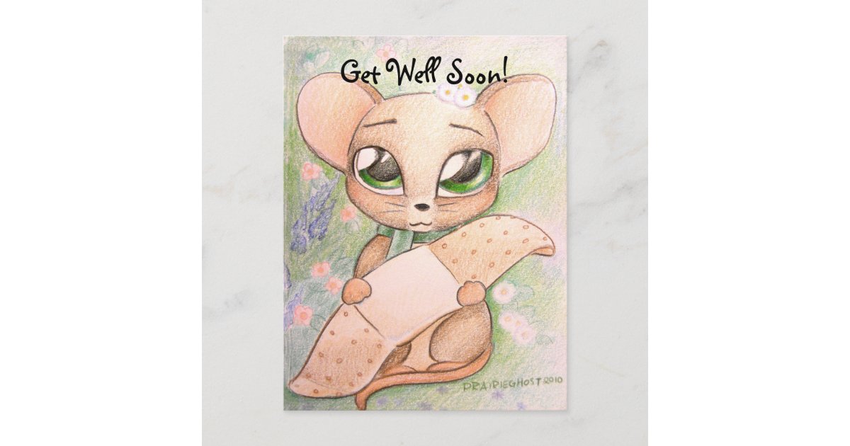 Get Well Soon Mouse postcard | Zazzle