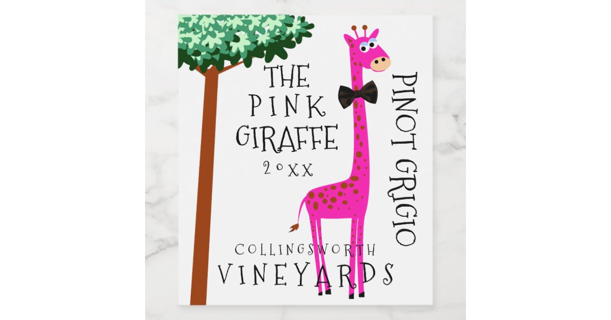 Giraffe Funny Whimsical Wine Label | Zazzle