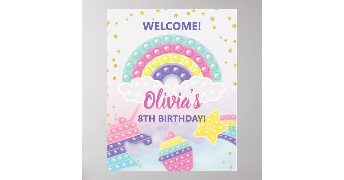 Girl Pop It Fidget Birthday Party Poster | Zazzle
