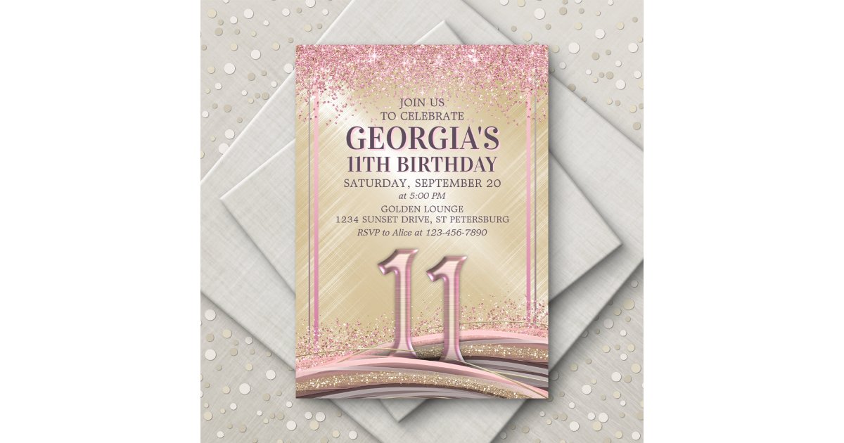 Girls 11th Birthday Invitation | Zazzle