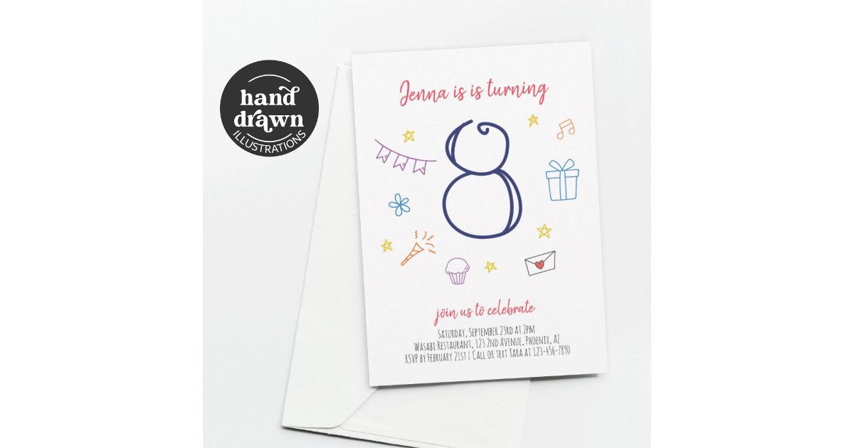 Girls 8th Birthday Party Invitation | Zazzle