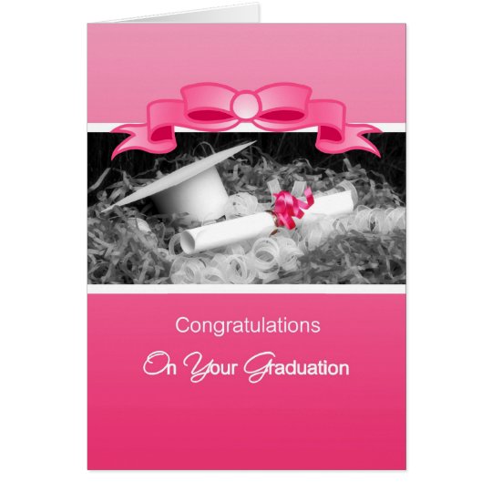 Girly Graduation Congratulations Pink Riboon Card | Zazzle.ca