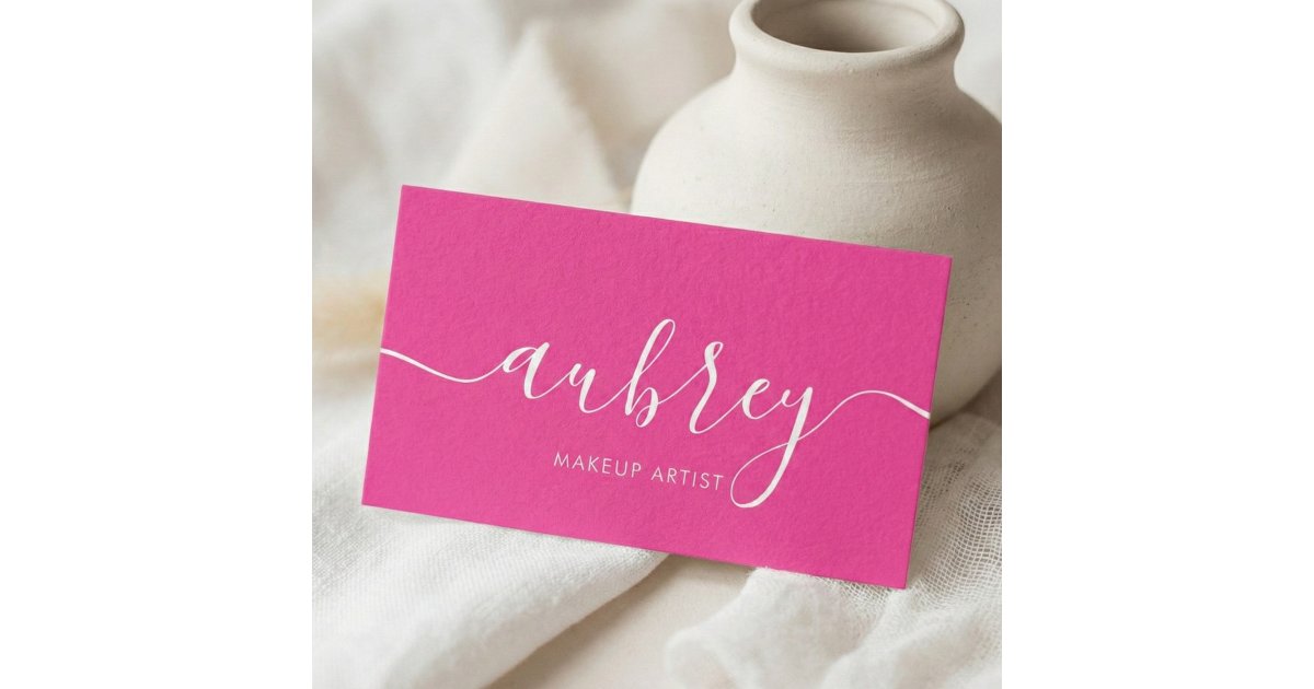 Girly Modern Calligraphy Pink Business Card | Zazzle