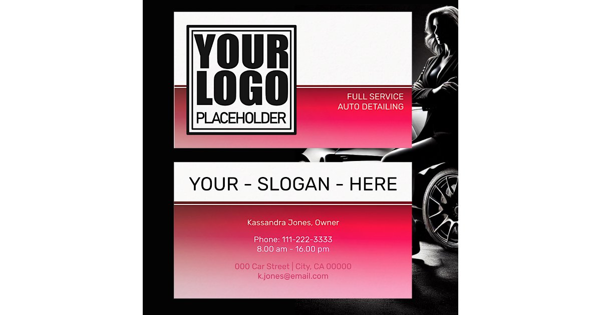 Girly Pink Logo Template Colour Gradient Ombre Coo Business Card | Zazzle