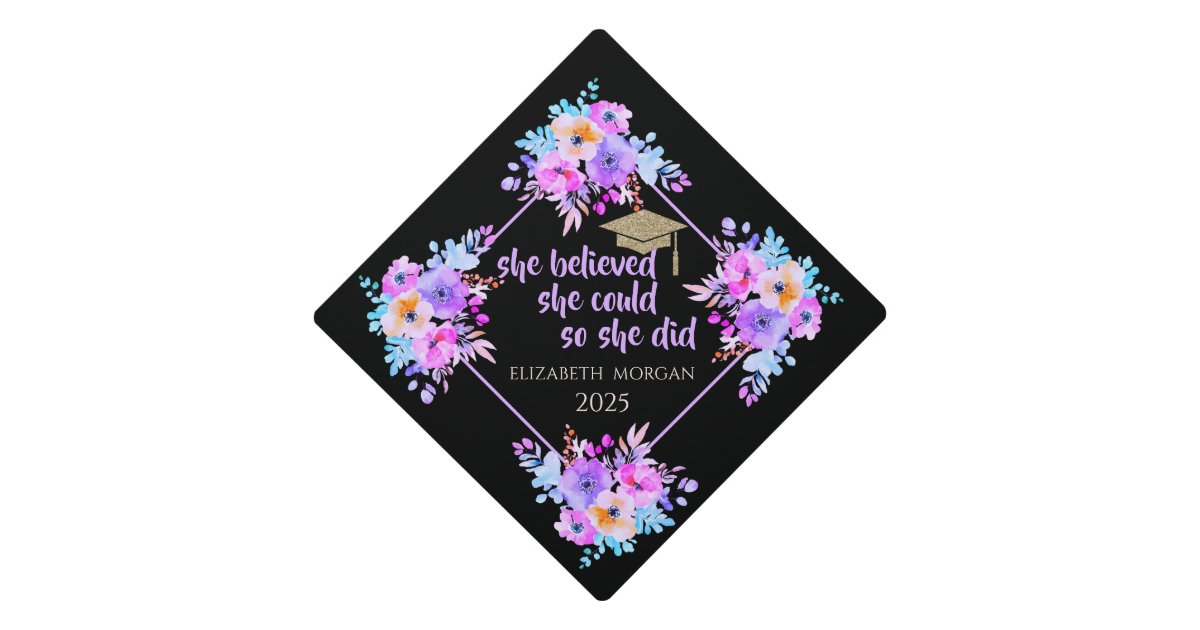 Glitter Grad Cap,Violet Spring Flowers Graduation Graduation Cap Topper ...