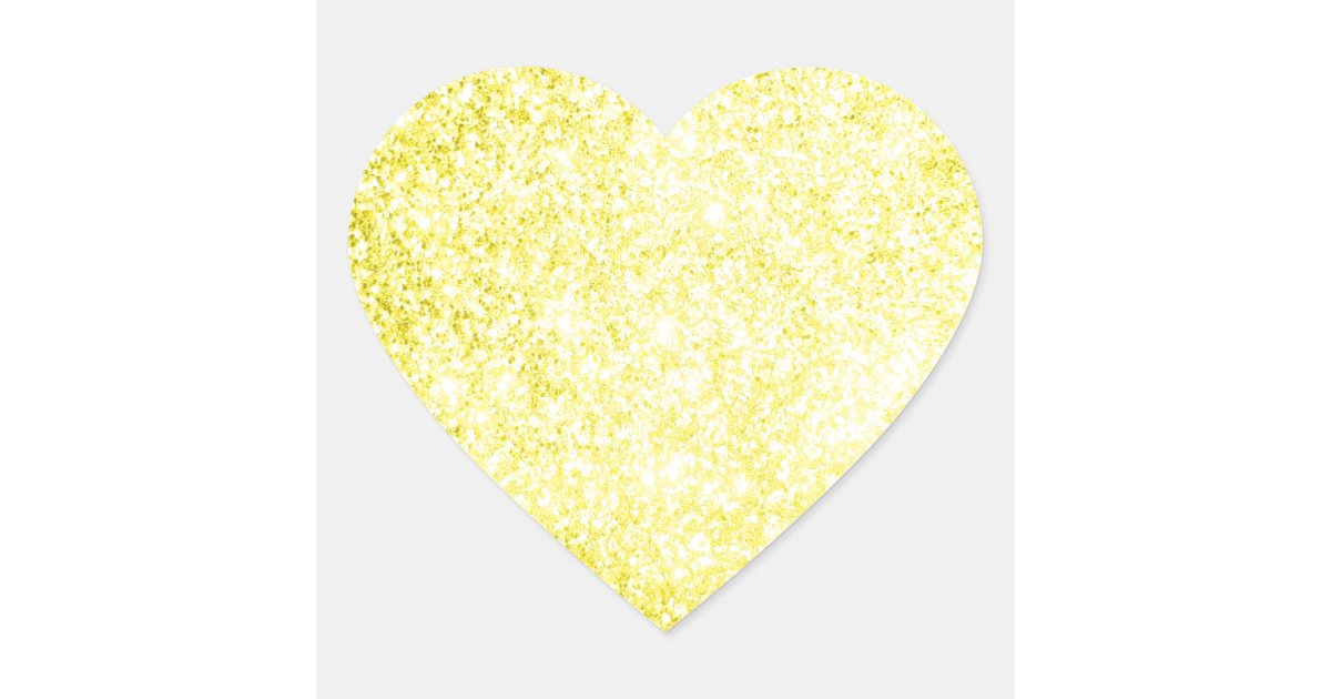 Glitter Yellow Heart Sticker | Zazzle