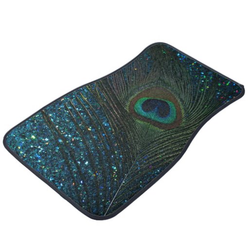 Glittery Aqua Peacock Feather Car Mat | Zazzle