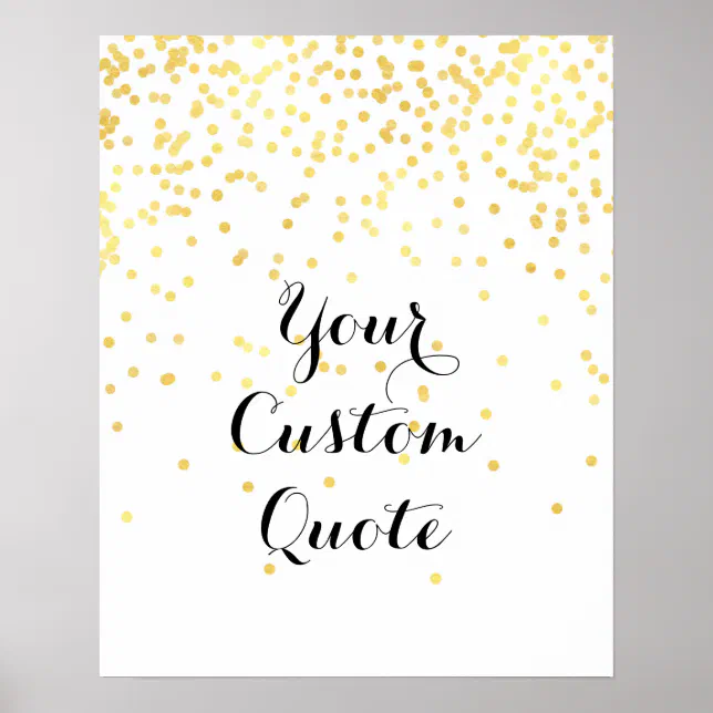 Gold confetti Personalized quote art print custom | Zazzle