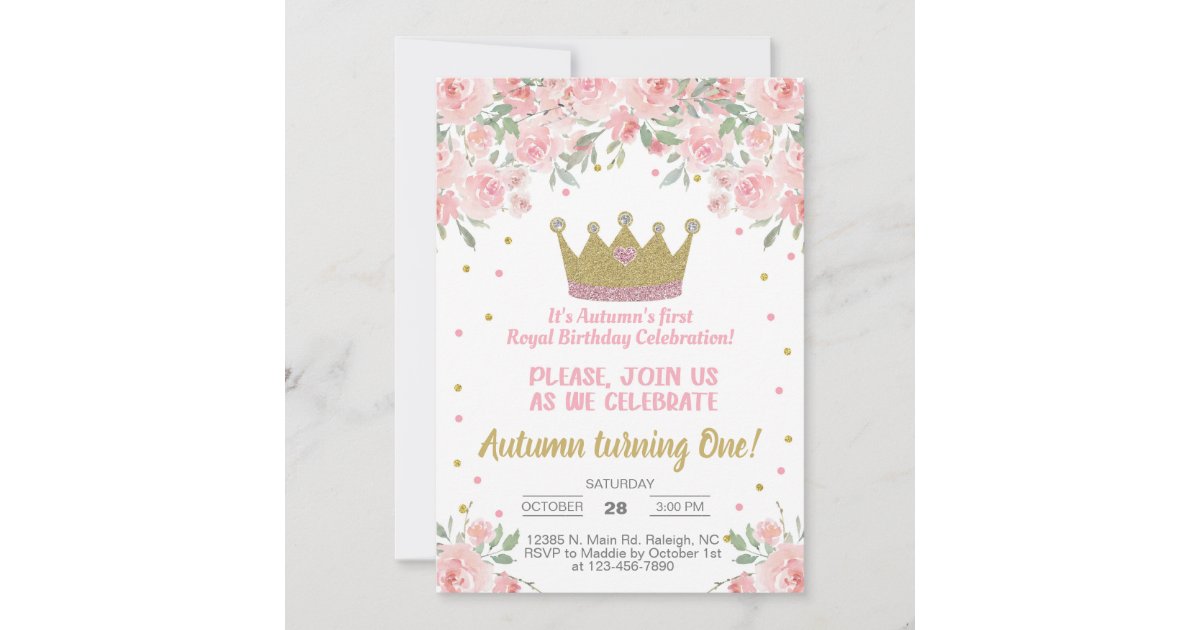 Gold crown girl royal birthday invitation. invitation | Zazzle