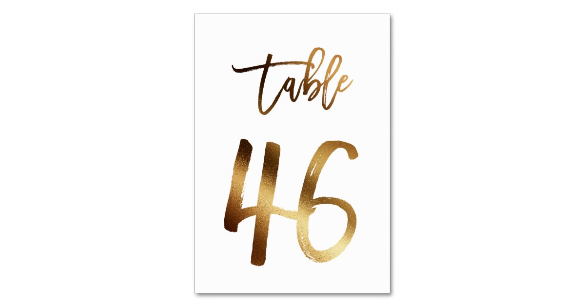 Gold foil chic wedding table number | Table 46 | Zazzle