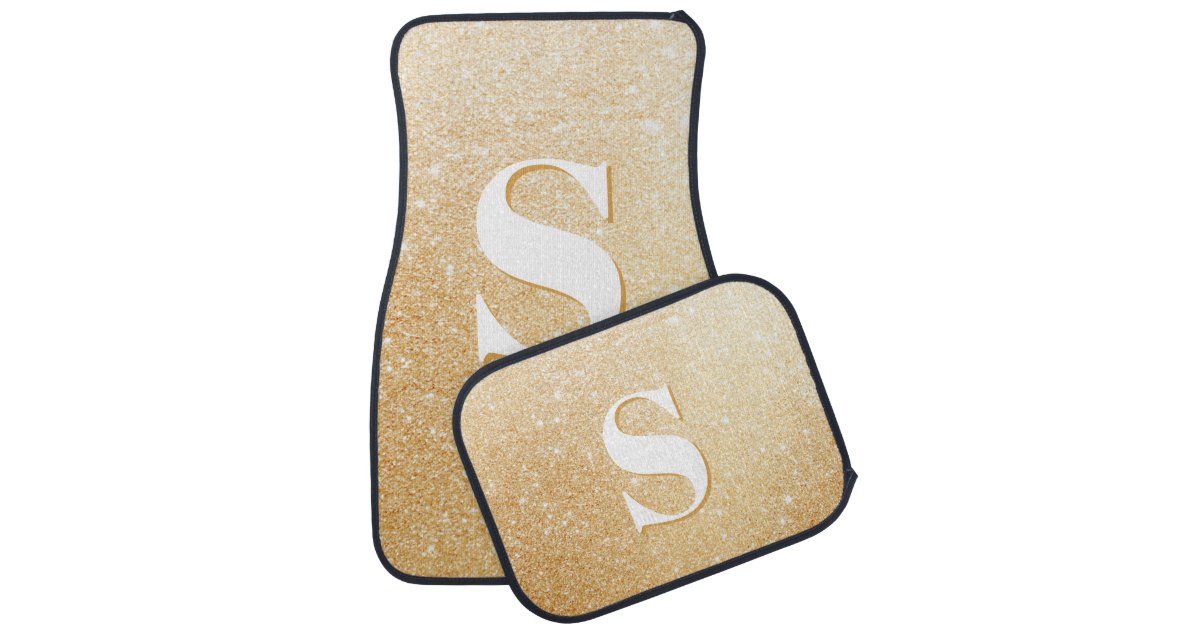 Gold Glitter Personalized Monogram Car Floor Mats | Zazzle