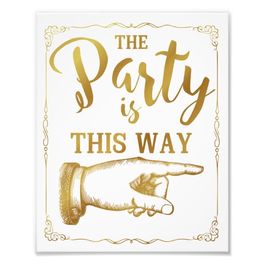 gold This way party wedding sign right arrow | Zazzle.ca