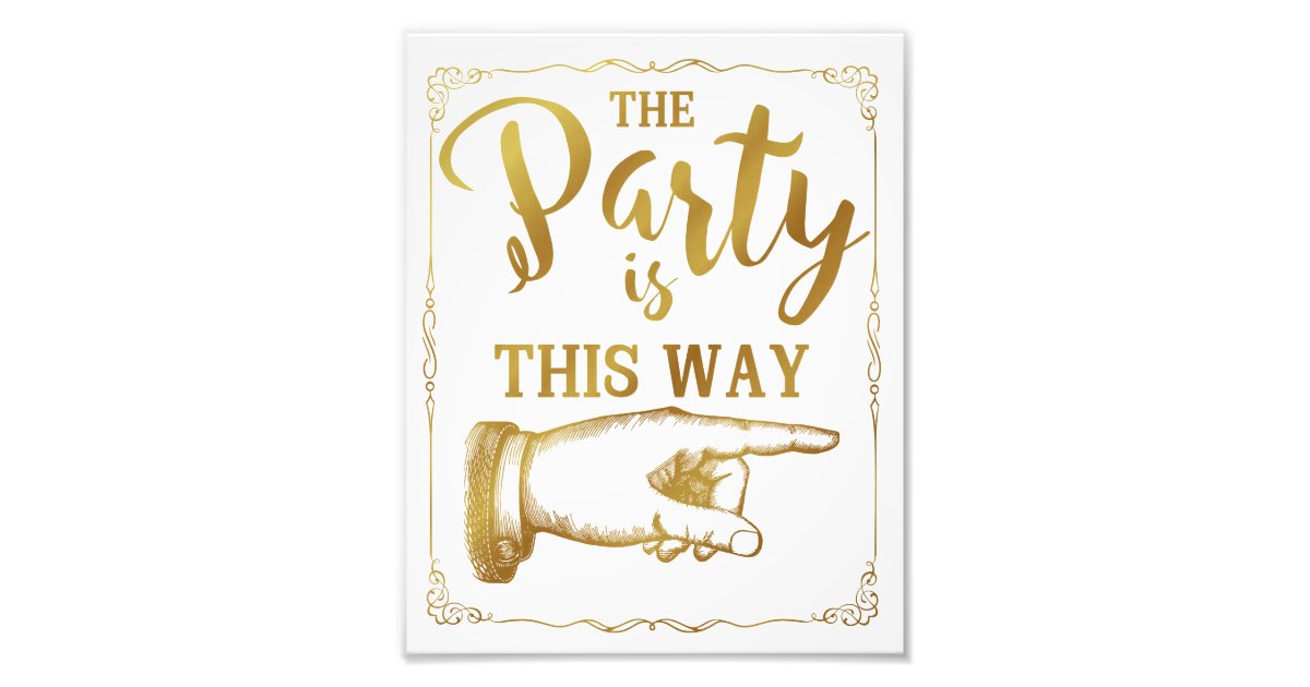 gold This way party wedding sign right arrow | Zazzle