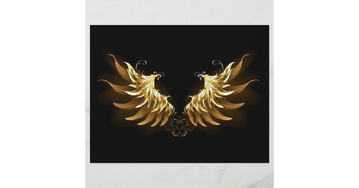 Golden Angel Wings on Black background Letterhead | Zazzle