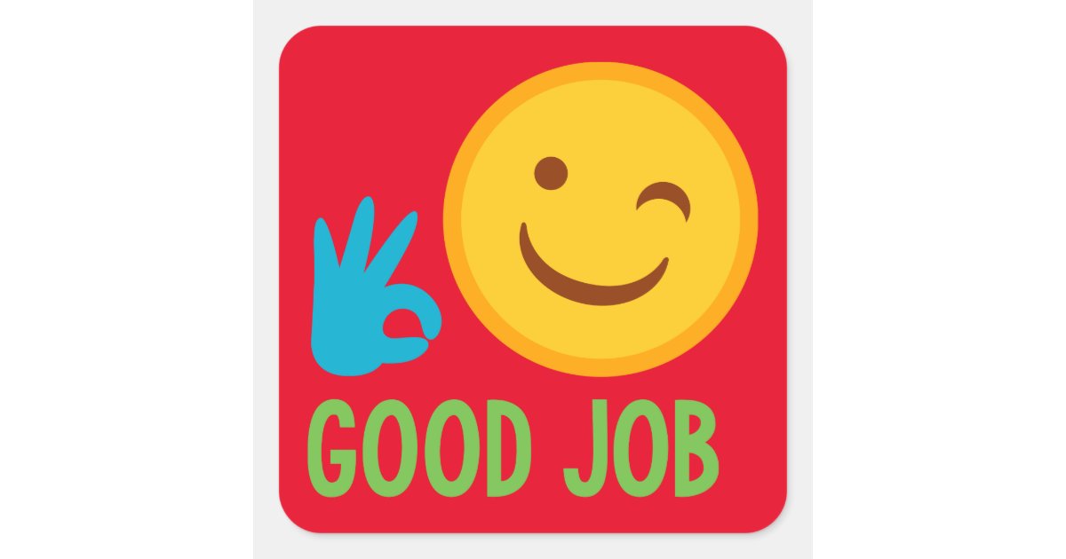 Good Job Emoji Square Sticker | Zazzle