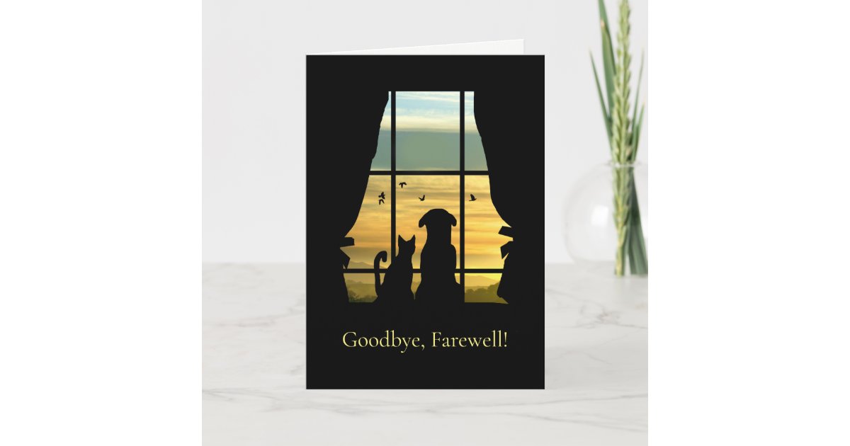 Goodbye Farewell Cute Dog and Cat Card | Zazzle