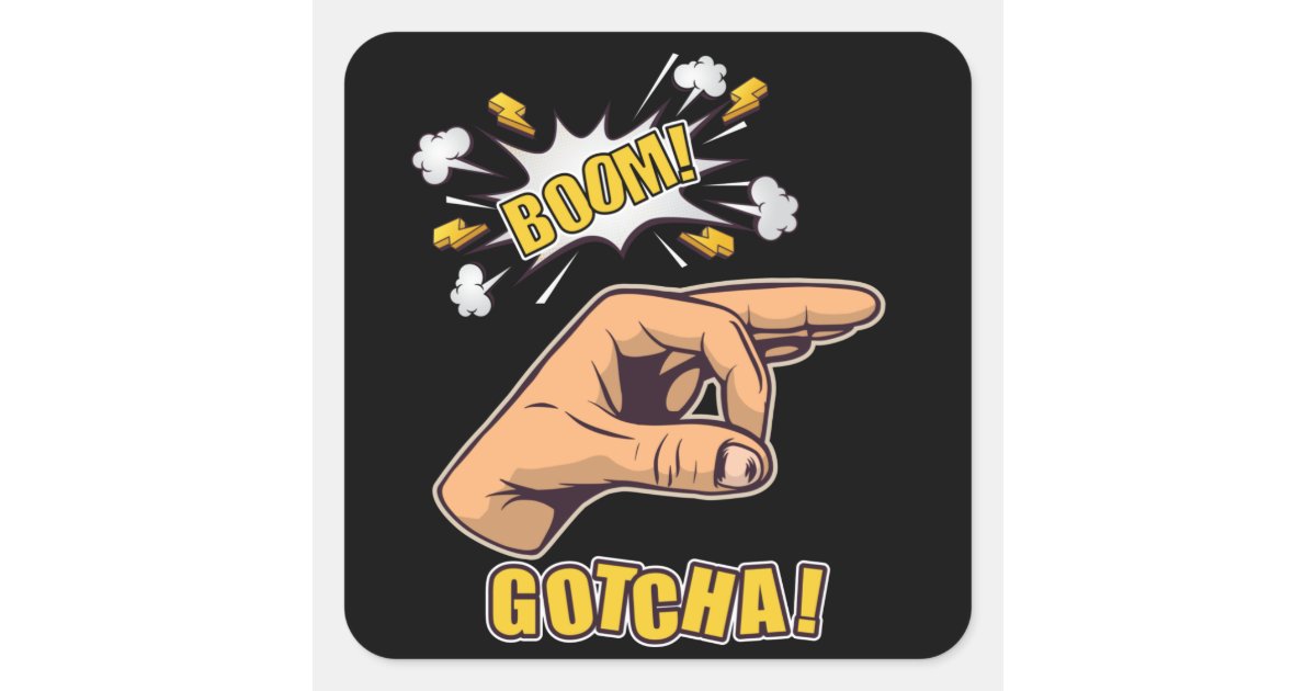 Gotcha Finger Hole Hand Meme Square Sticker | Zazzle