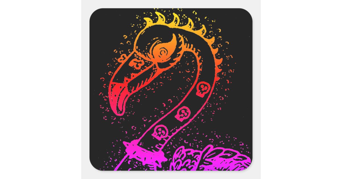 GOTH PUNK ROCKER FLAMINGO, SKULLS, SPIKED HAIR SQUARE STICKER | Zazzle