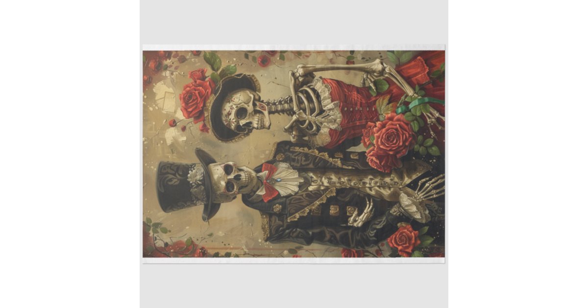 Gothic Husband Wife Skeleton Decoupage Tissue Paper | Zazzle