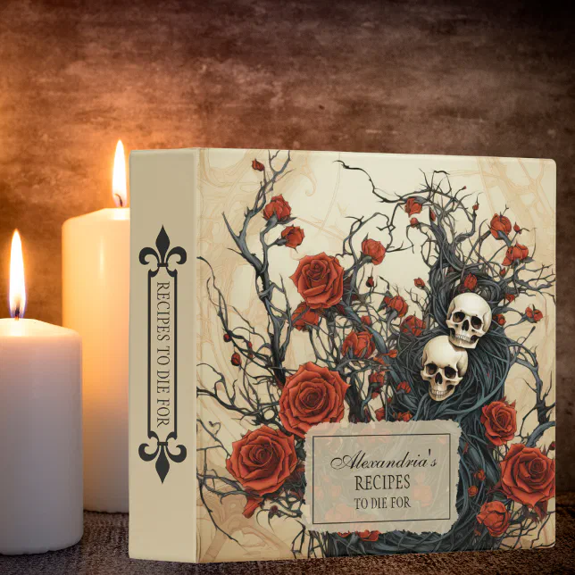 Gothic Skulls & Roses Recipes to Die For Recipe Binder | Zazzle