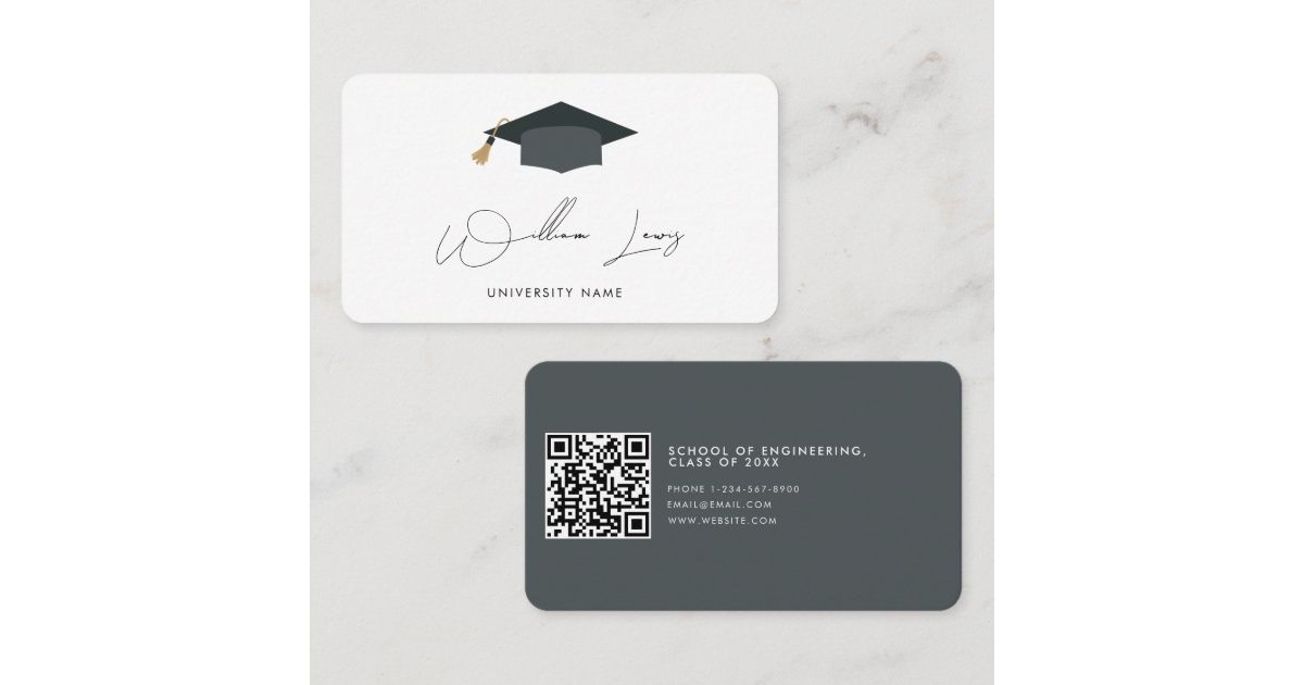 Graduate Student Signature Script Graduation Cap Business Card | Zazzle