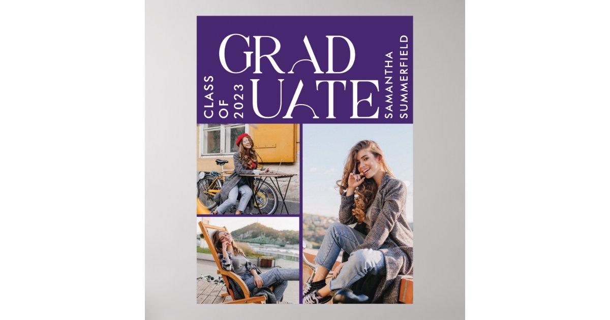 Graduation 2025 Photo Collage Purple Graduate Poster | Zazzle