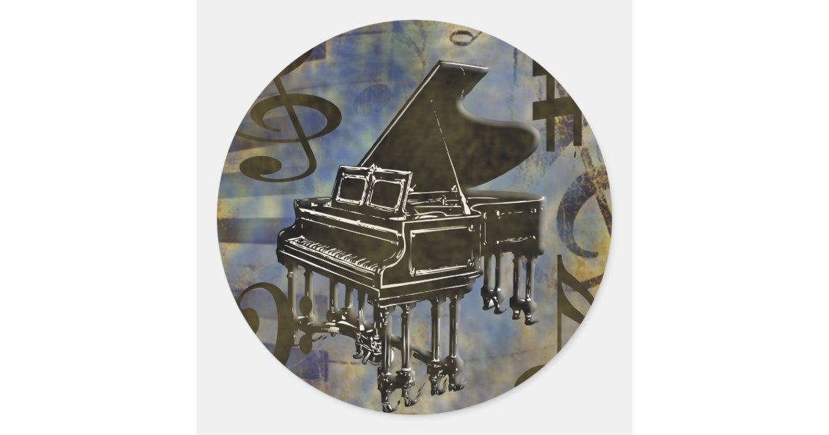 Grand Piano Collage Classic Round Sticker | Zazzle