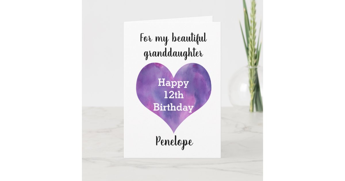 Granddaughter Happy 12th Birthday Card Zazzle ca granddaughter-happy-12th-birthday-card-zazzle-ca