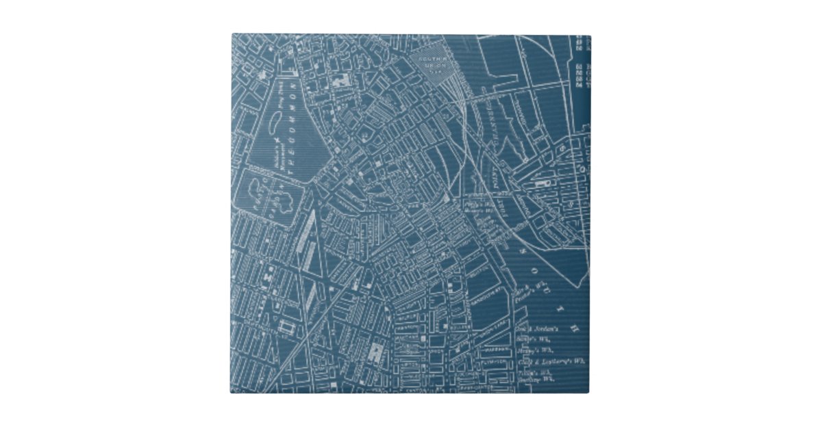 Graphic Map of Boston Tile | Zazzle
