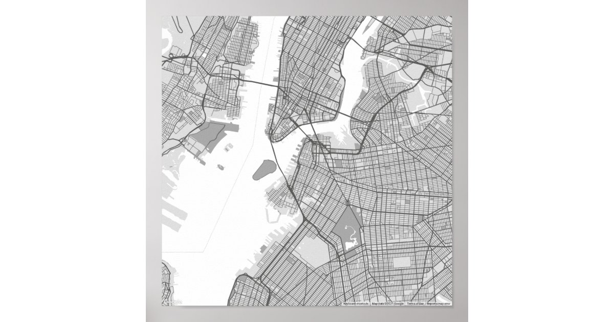 Grayscale map of NYC Poster | Zazzle