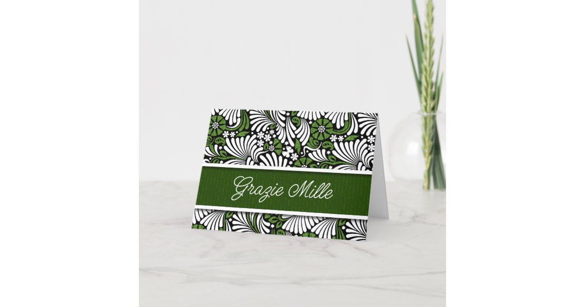Grazie Mille Italian A Thousand Thanks Green Thank You Card | Zazzle