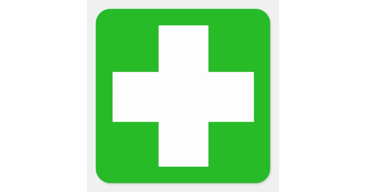 Green First Aid Decal Square Sticker | Zazzle