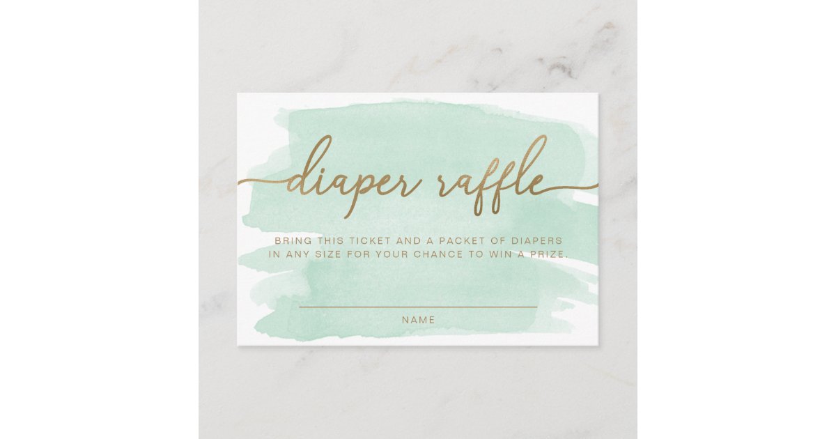 Green Watercolour Diaper Raffle Ticket Insert Card | Zazzle