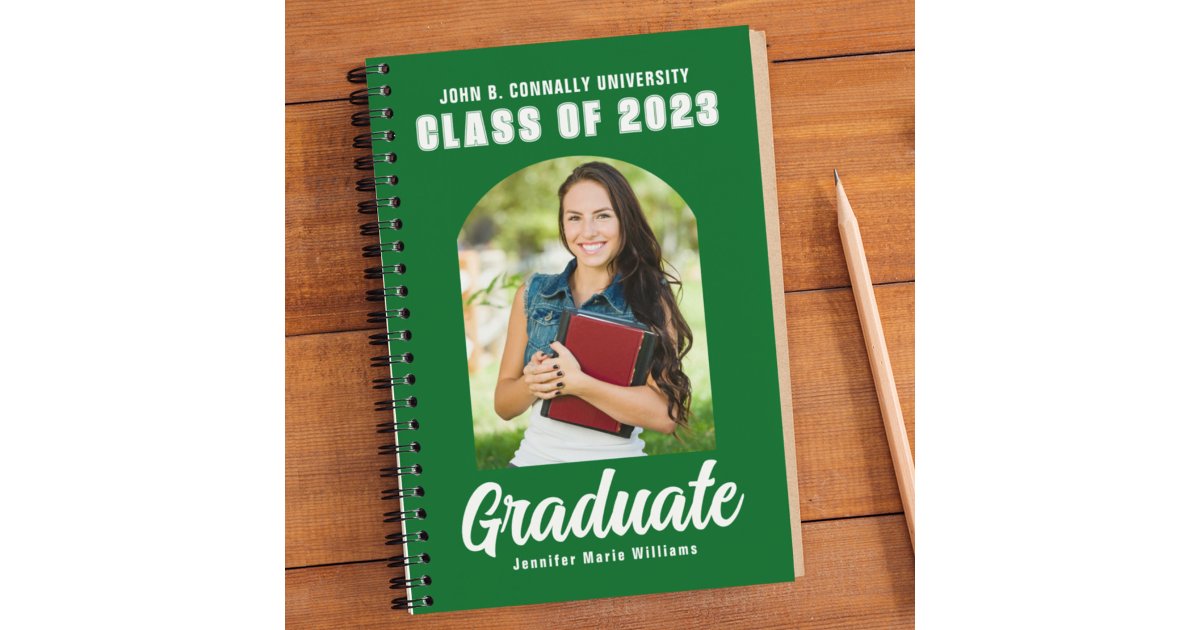Green White Graduate Modern Arch 2023 Graduation Notebook | Zazzle
