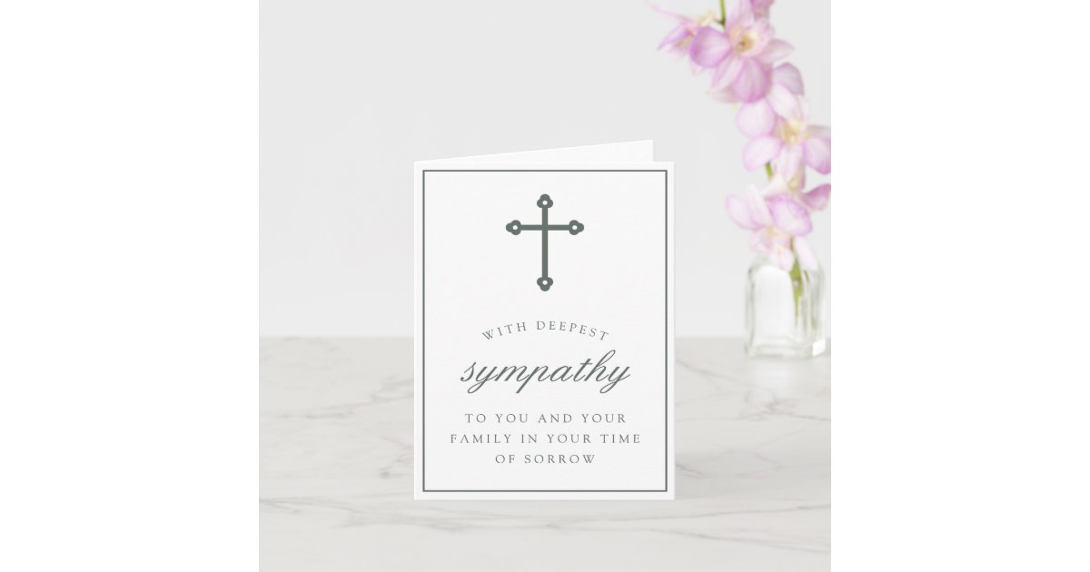 Grey Cross Elegant Condolences Sympathy Card | Zazzle